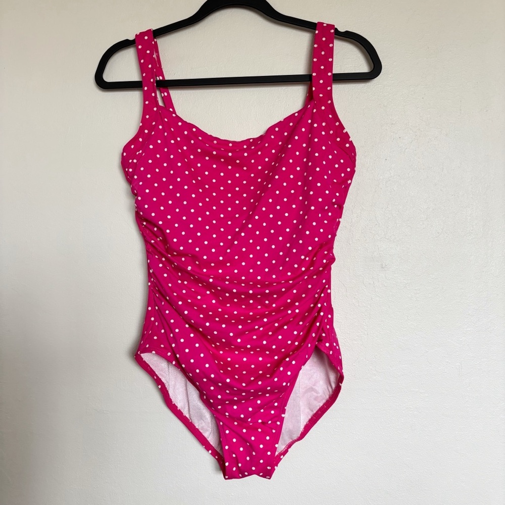Talbots Polka Dot One Piece Swimsuit Size 10 Pink Und… - Gem